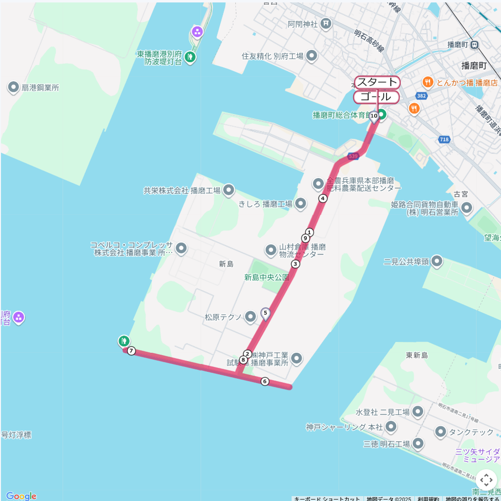 播磨町ロードレースコース地図 | サブ別ペース・開催日ライブ表示